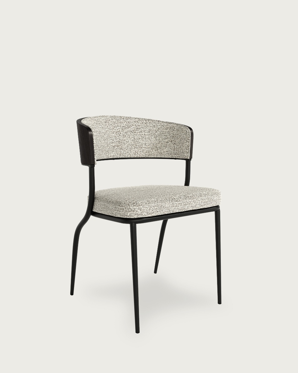 Set of 2 Nimbus chairs with speckled upholstery and black oak frame