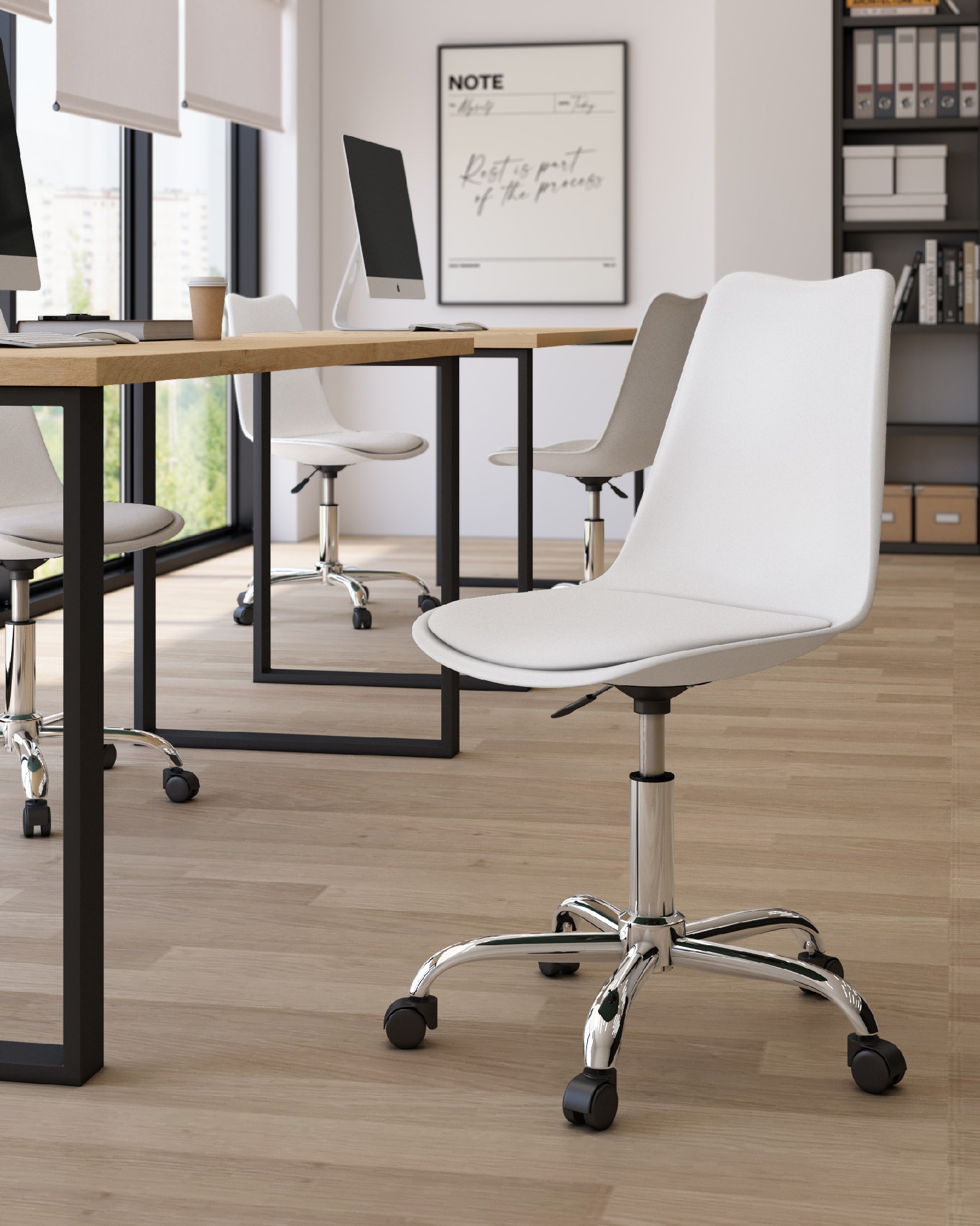 Silla de escritorio Bremen estructura de polipropileno color blanco y ...