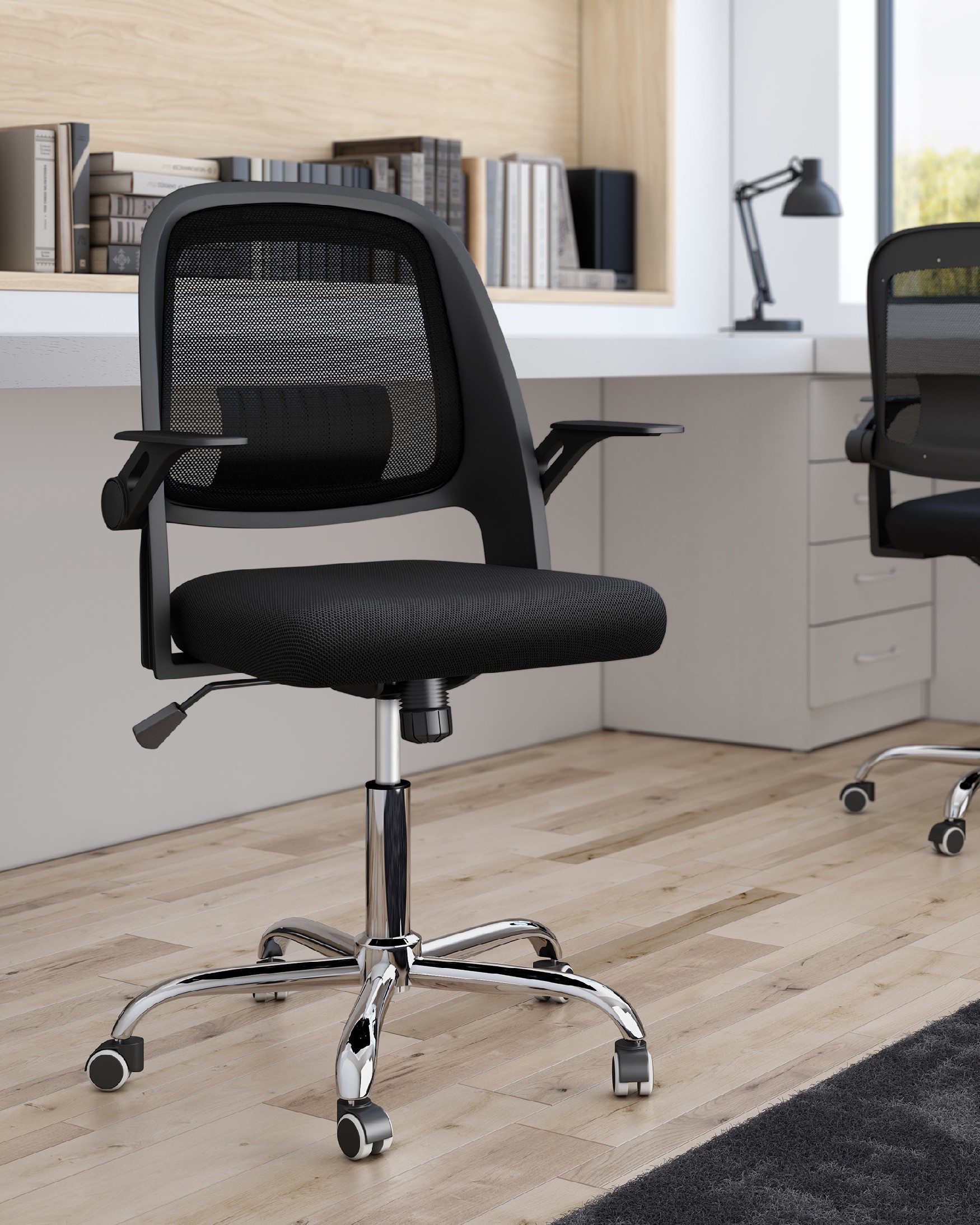 Desk chair Bucharest with black polypropylene frame and chrome leg ...