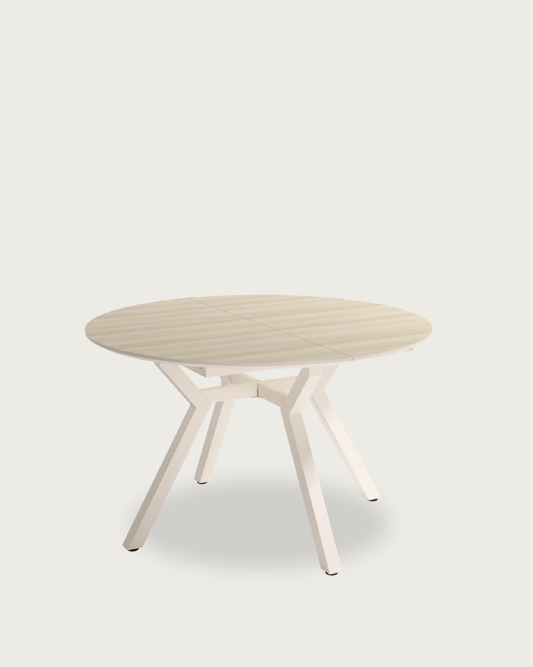 Cantabrian extensible table with melamine elm top and ivory metal legs ...