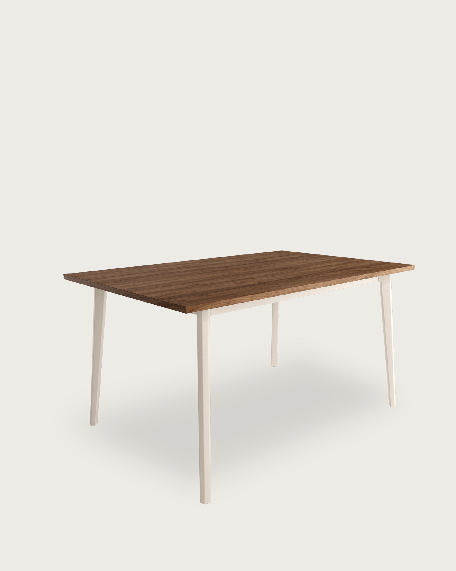 Mesa Kamba con sobre de melamina java y pata metálica marfil 140 x 90 cm