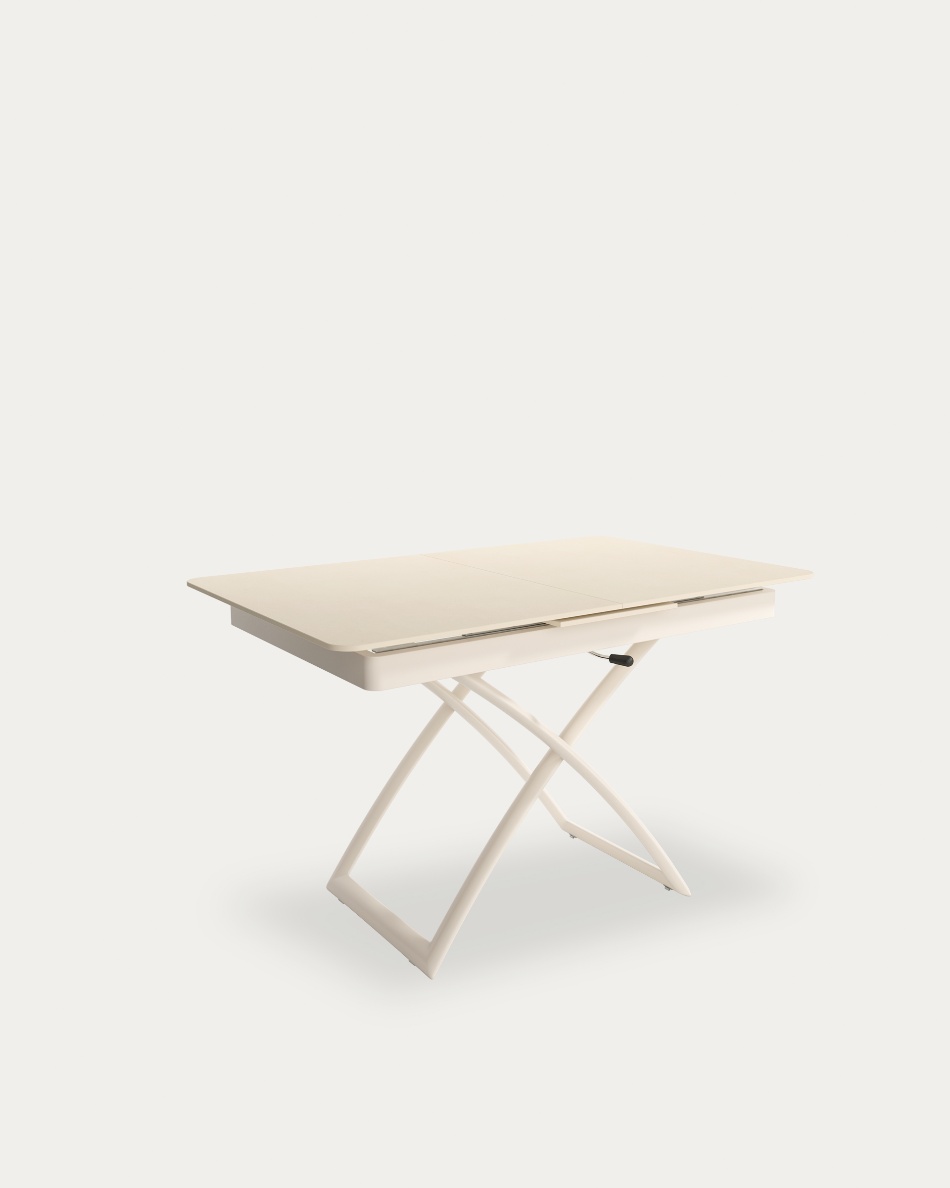 Table extensible convertible et élévable Lena avec plateau sable et ...