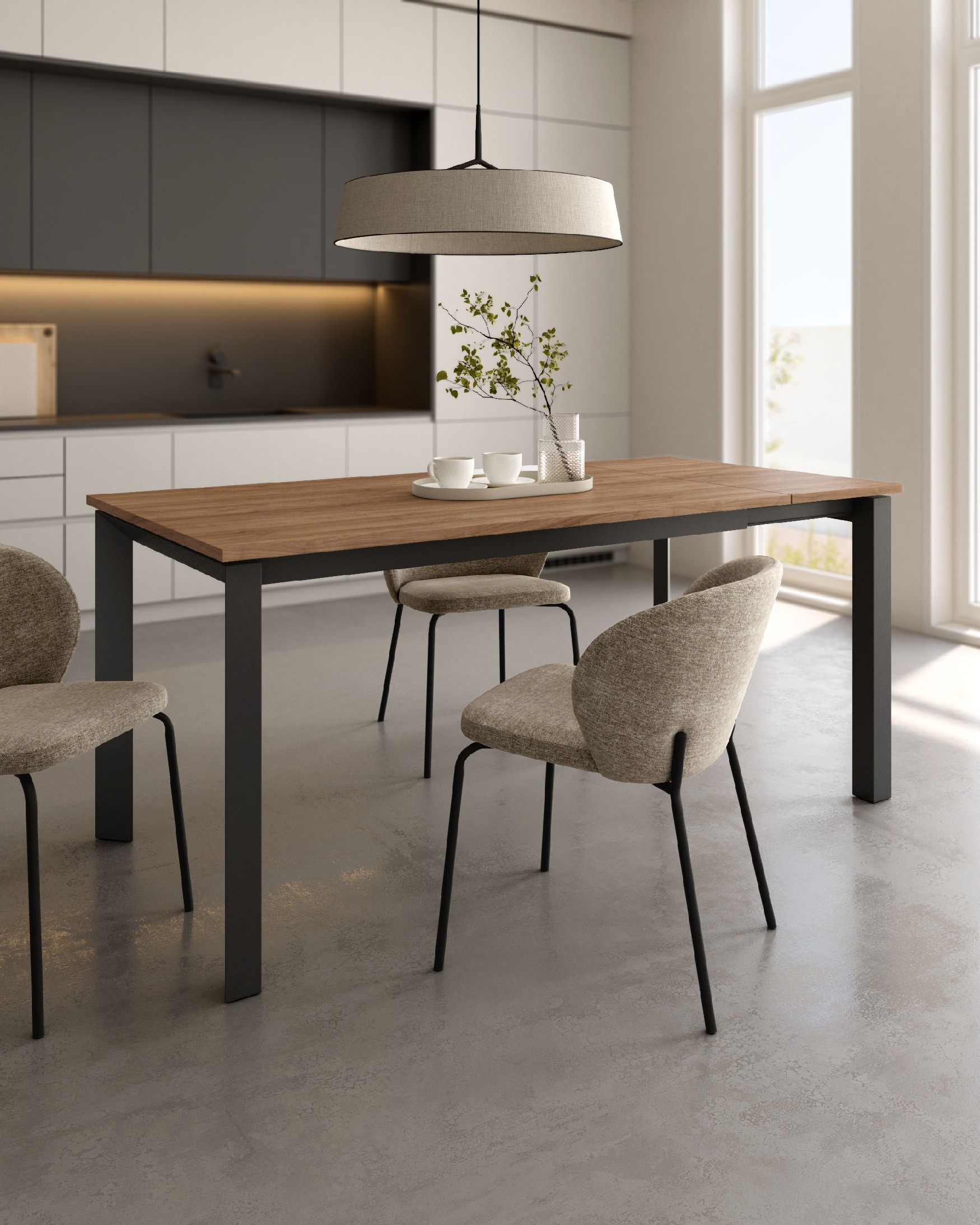 Mesa Liguria extensible con acabado de melamina java y estructura ...