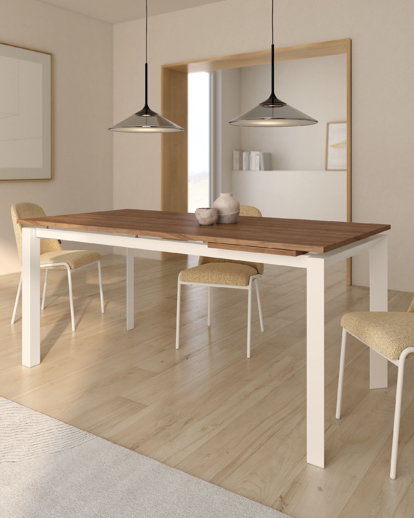 Mesa Liguria extensible con acabado de melamina java y estructura ...