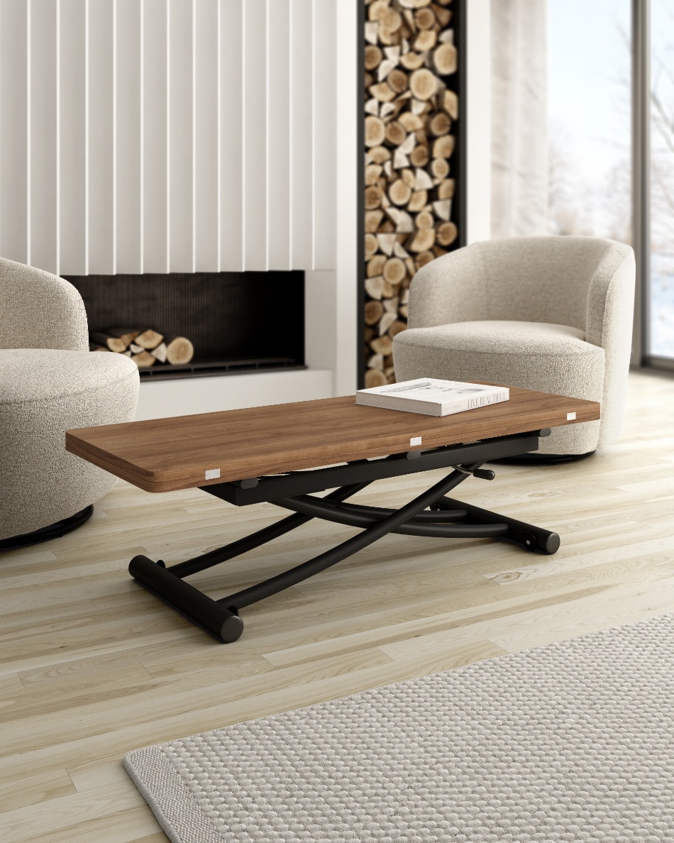 Mesa Morfeo elevable convertible con acabado de melamina java y ...