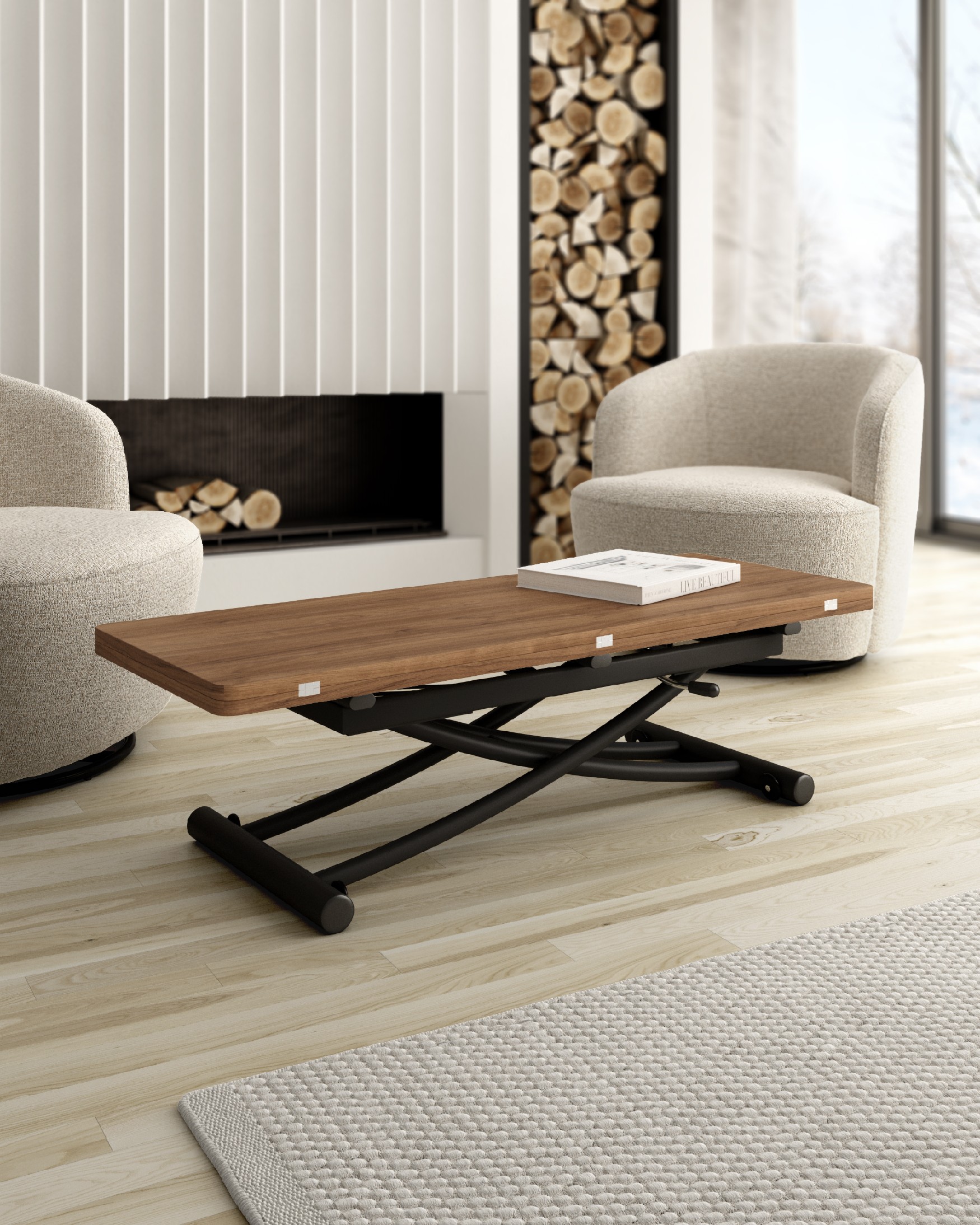 Mesa Morfeo elevable convertible con acabado de melamina java y ...