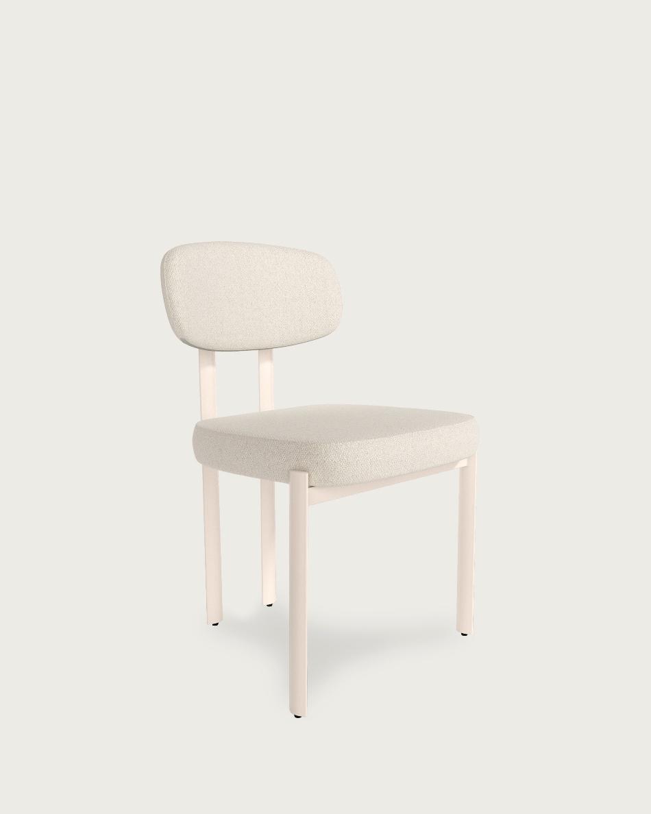 Set of 2 Pretoria chairs with pearl upholstery and ivory metal legs